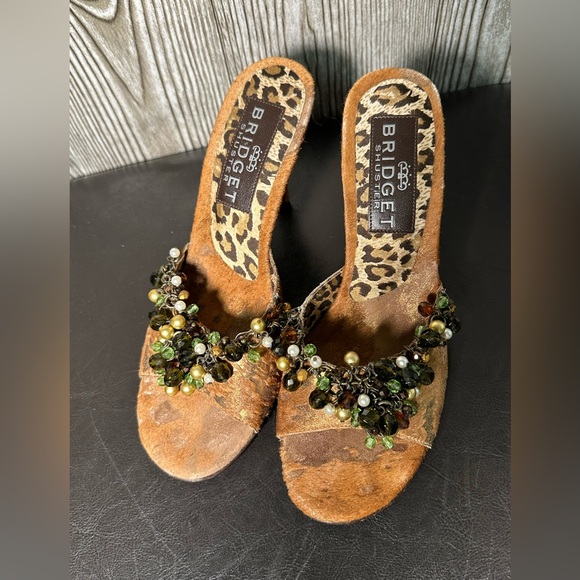 Bridget Shuster | Shoes | Calf Hair Beaded Open Toe Heels Sz 8 | Poshmark